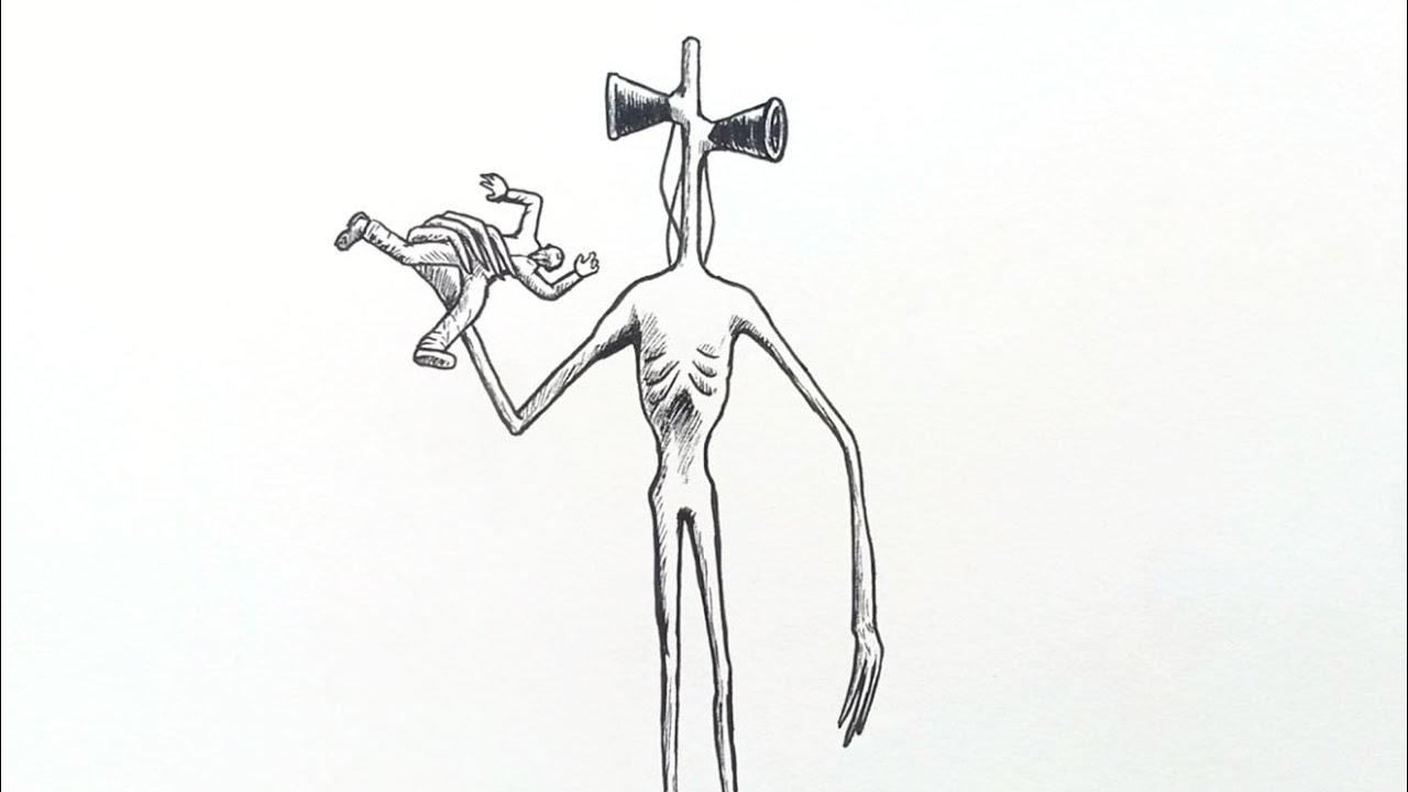 How to draw a Siren Head attacking a Man \ Drawing step-by-step. - YouTube