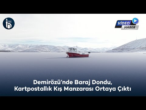 Demirözü’nde Baraj Dondu, Kartpostallık Kış Manzarası Ortaya Çıktı