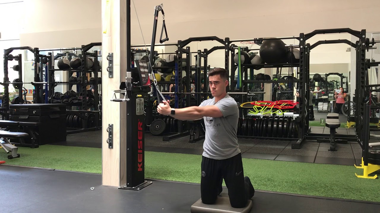 Tall Kneeling Keiser Resisted Chop w/ Rotation - YouTube