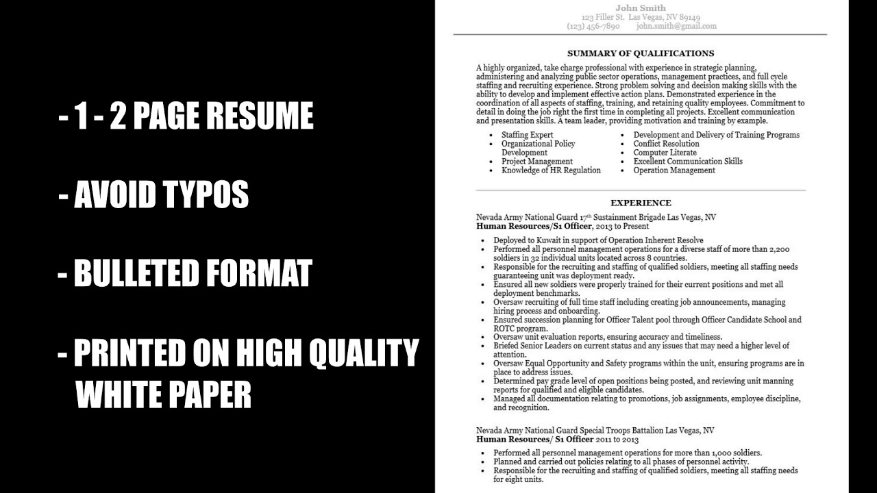Resumes- Part 1 - Work For Warriors NV - YouTube