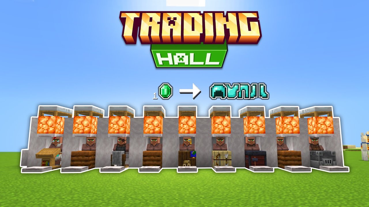 MEJOR TRADING HALL a 1 ESMERALDA | Minecraft Bedrock y Java 1.21 - YouTube