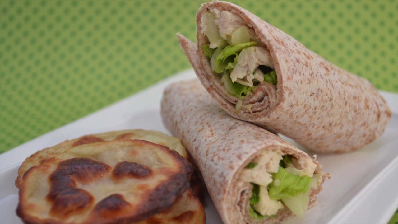 Chicken Caesar Wraps with Baked Potato Chips - YouTube