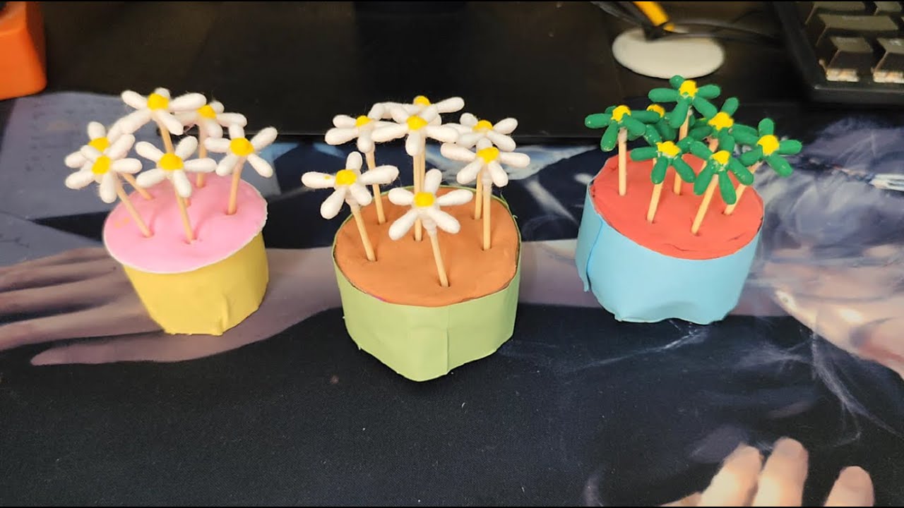 How To Make Mini Flower Pot For Table - YouTube