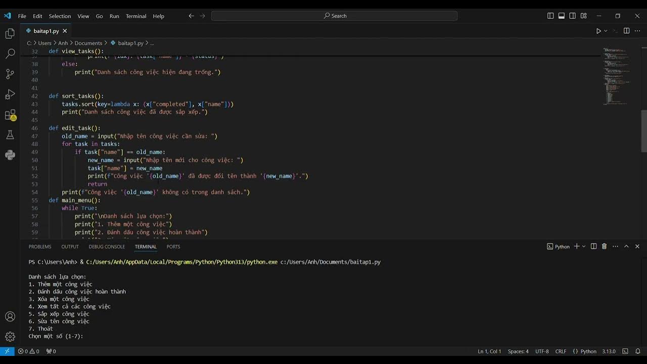 baitap1 py Visual Studio Code 2024 11 19 02 34 05 - YouTube