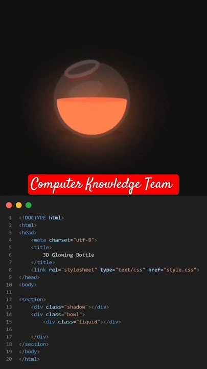 How To Make 3d Glowing Bottle In Html And Css 💪🔮 Coding Codingfun Viral Shorts Youtube