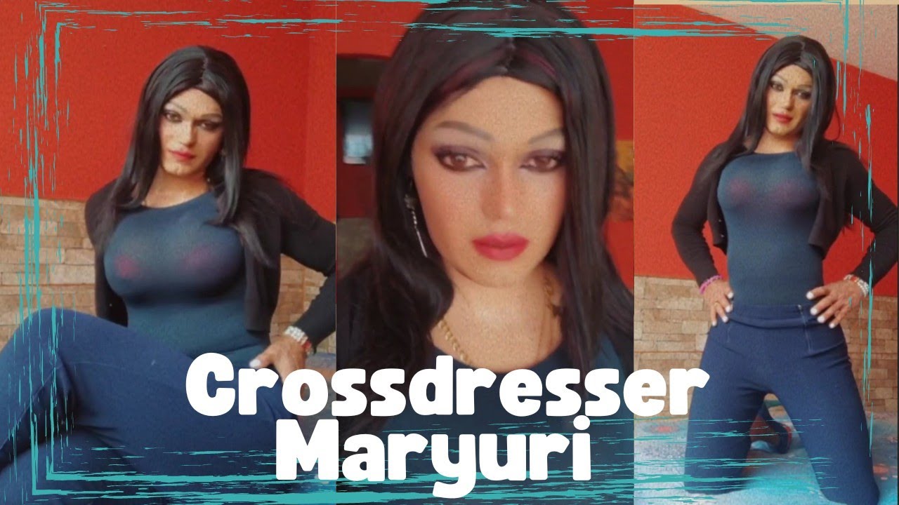 CROSSDRESSER MARYURI IN A BLUE BODYSUIT AND PANTS - YouTube