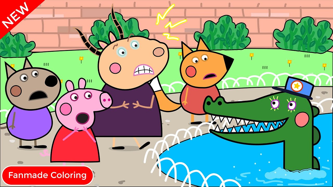 Peppa Pig Goes To The Zoo! Peppa Pig Fanmade Coloring Story - YouTube