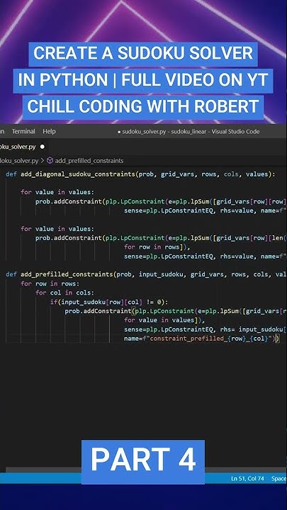 CREATE A SUDOKU SOLVER IN PYTHON PART 4 #python - YouTube