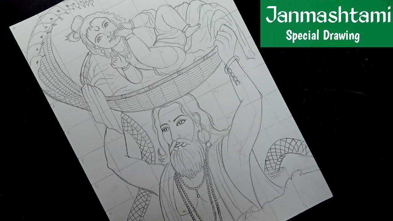 Janmashtami drawing / krishna drawing / krishna janmashtami drawing ...