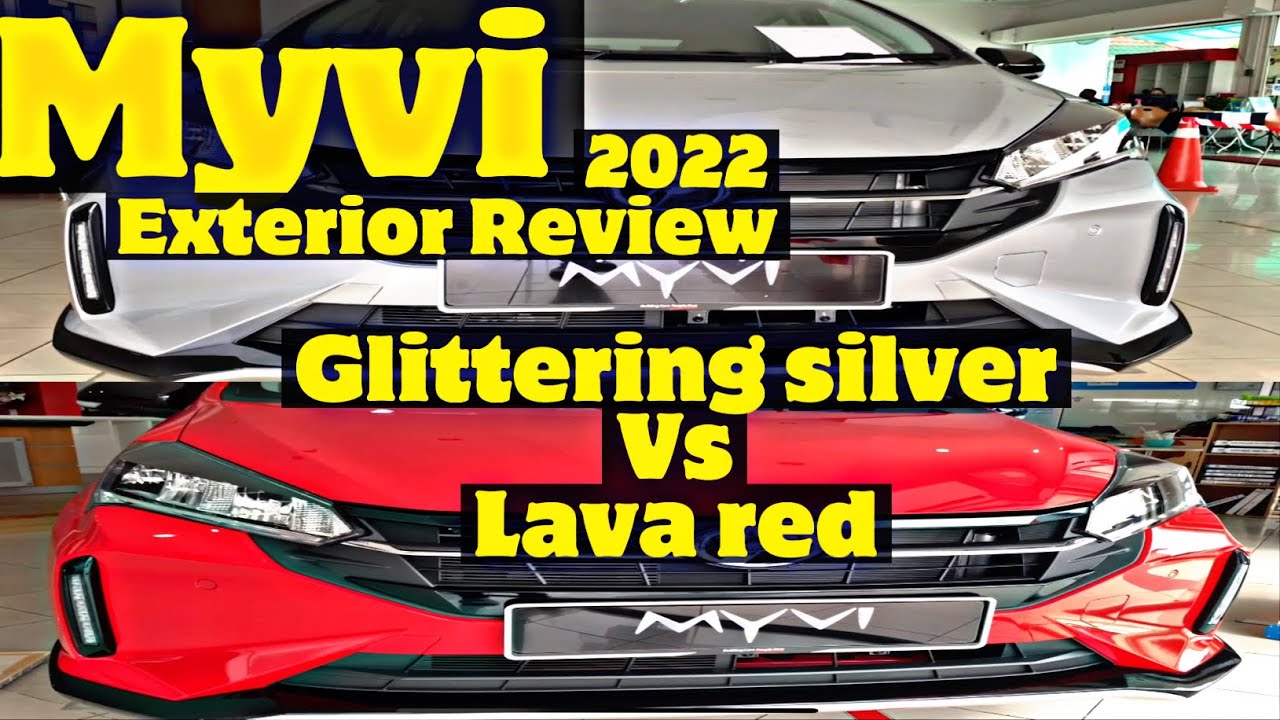 Perodua Myvi 2022 Exterior Review | Glittering Silver vs Lava Red - YouTube
