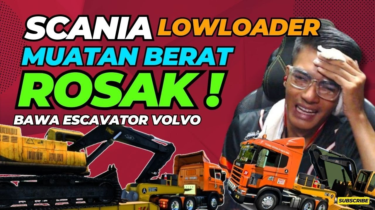 LORI SCANIA TIONG SOON LOW LOADER MUATAN BERAT VOLVO EXCAVATOR ROSAK ...