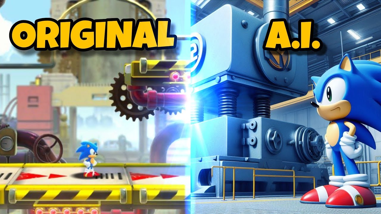 Sonic Superstars - Press Factory Zone Act 1... but it's extended by AI ...