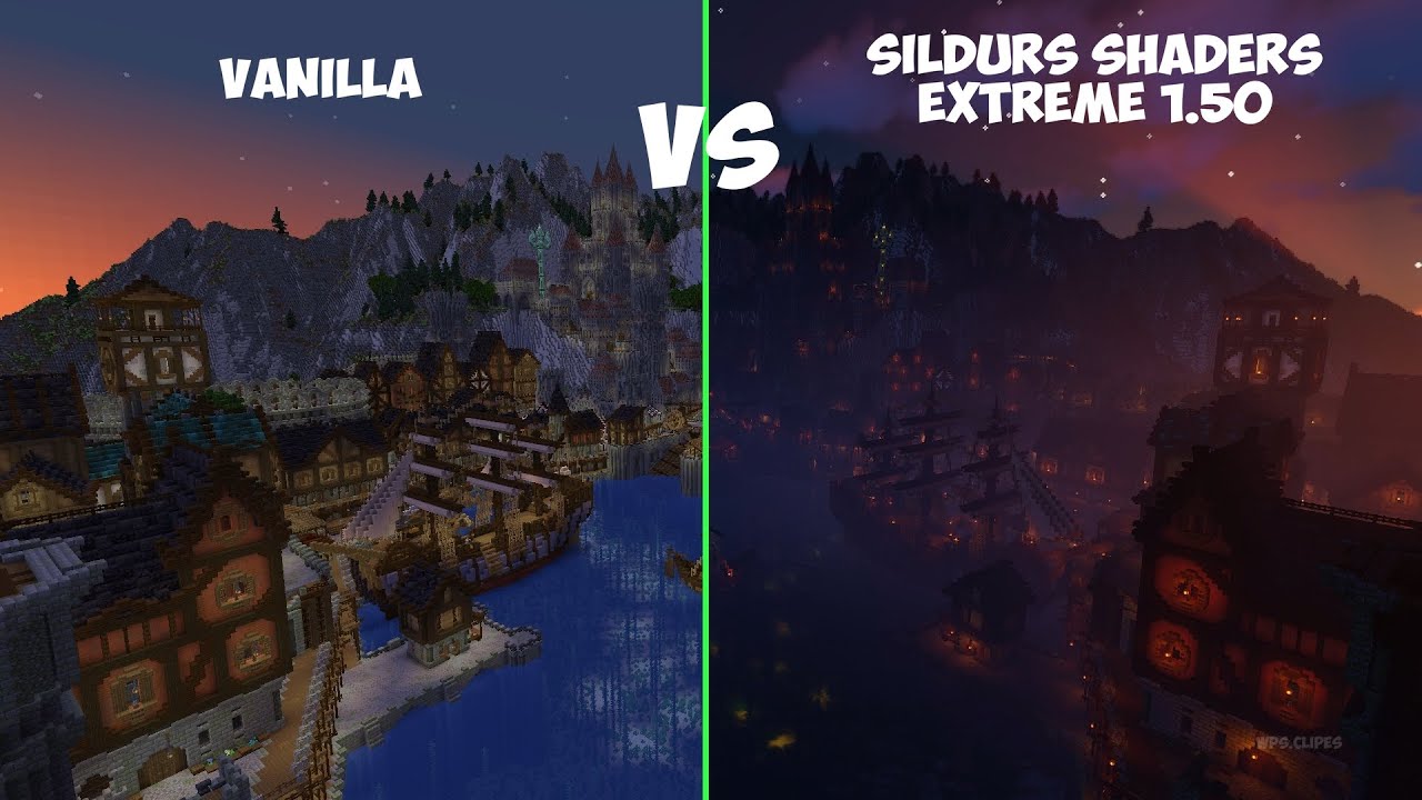 Minecraft Vanilla Vs Sildurs Shaders Extreme V1.50 - YouTube