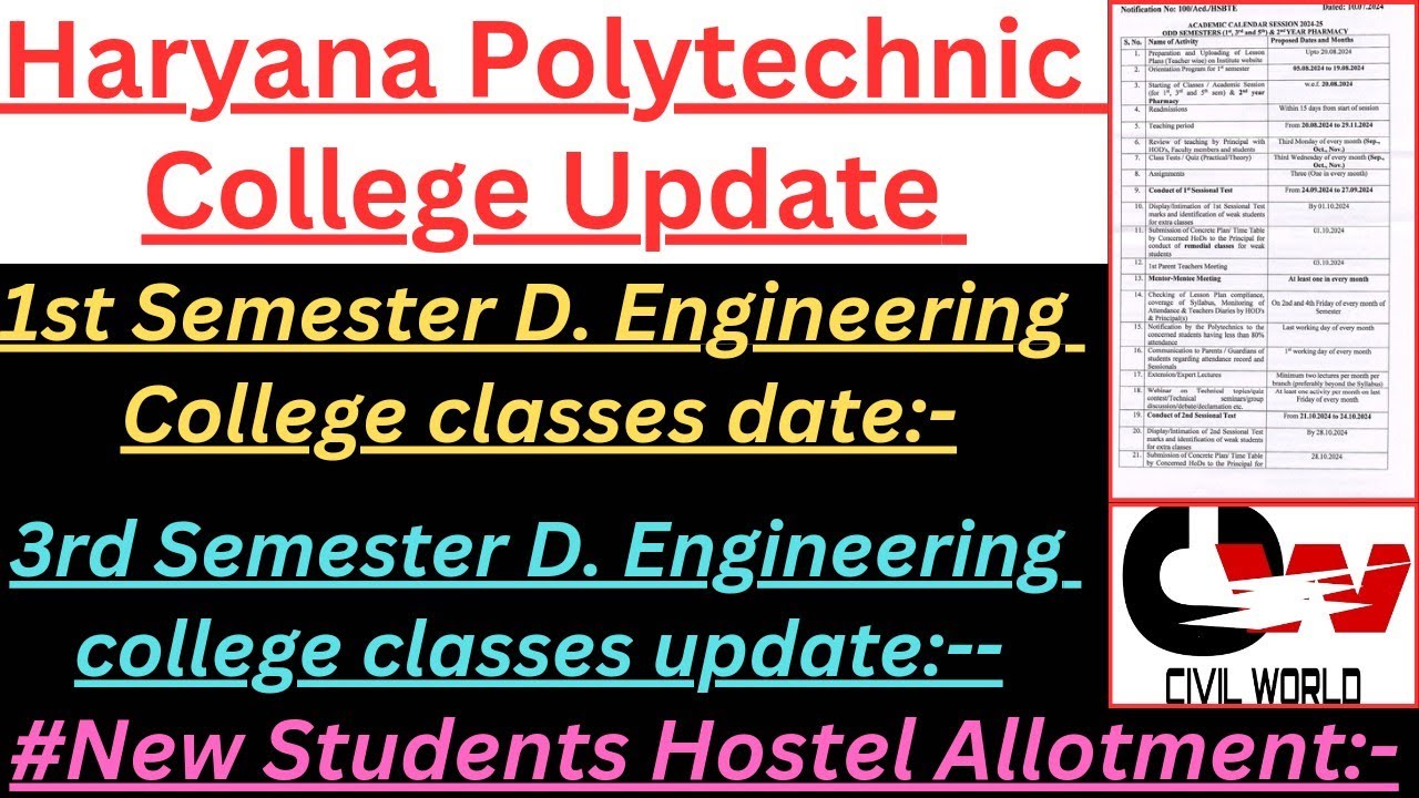 Haryana Polytechnic College Classes// Haryana Polytechnic 1st semester ...