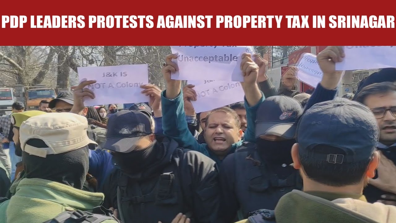 PDP leaders protests against property tax in Srinagar - YouTube