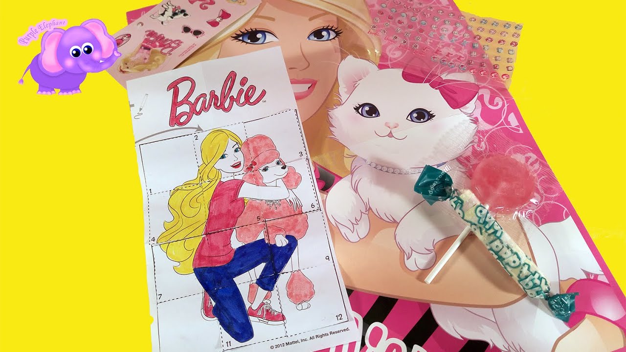 Barbie Surprise Bag Coloring Candy Lollipop Nail Stickers Toys - YouTube