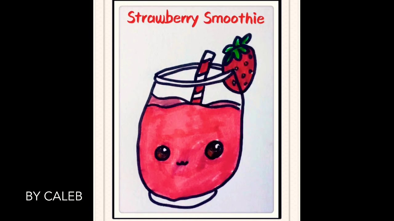 How to Draw a Cute Strawberry Smoothie - YouTube