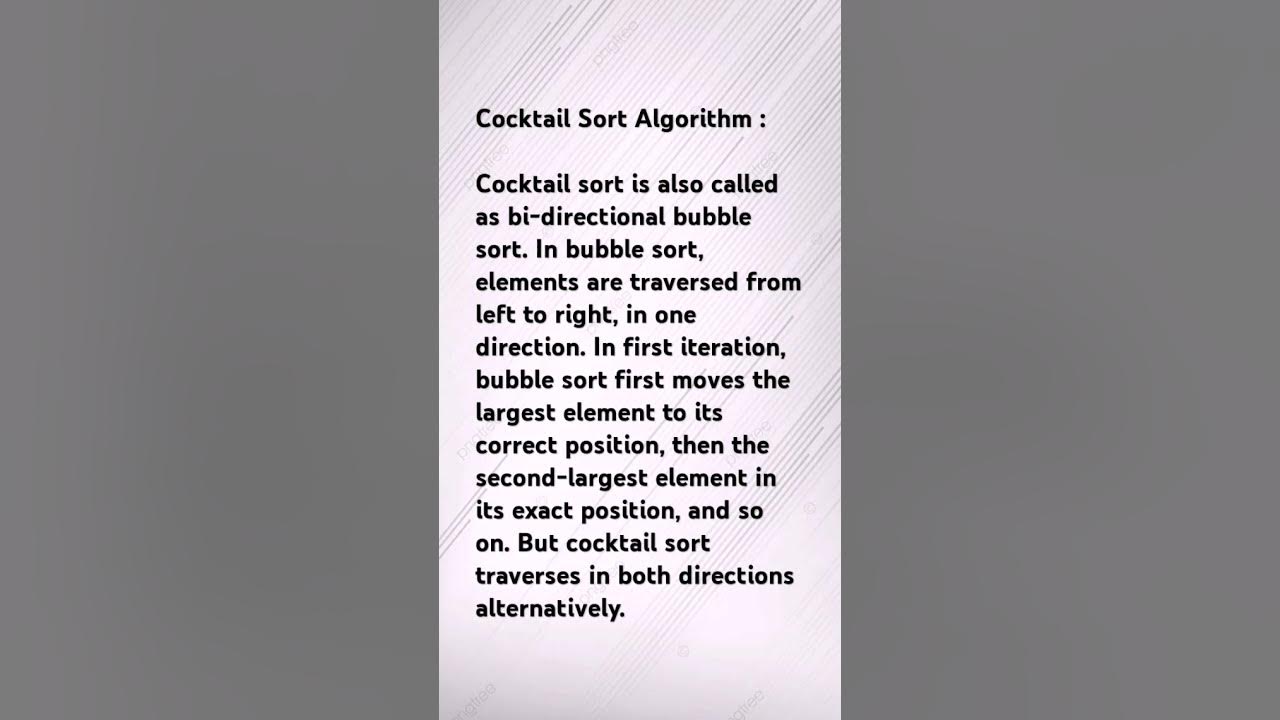 Cocktail Sort Algorithm in Data Structure#youtubeshort #viralvideo#datastructures #shorts# ...