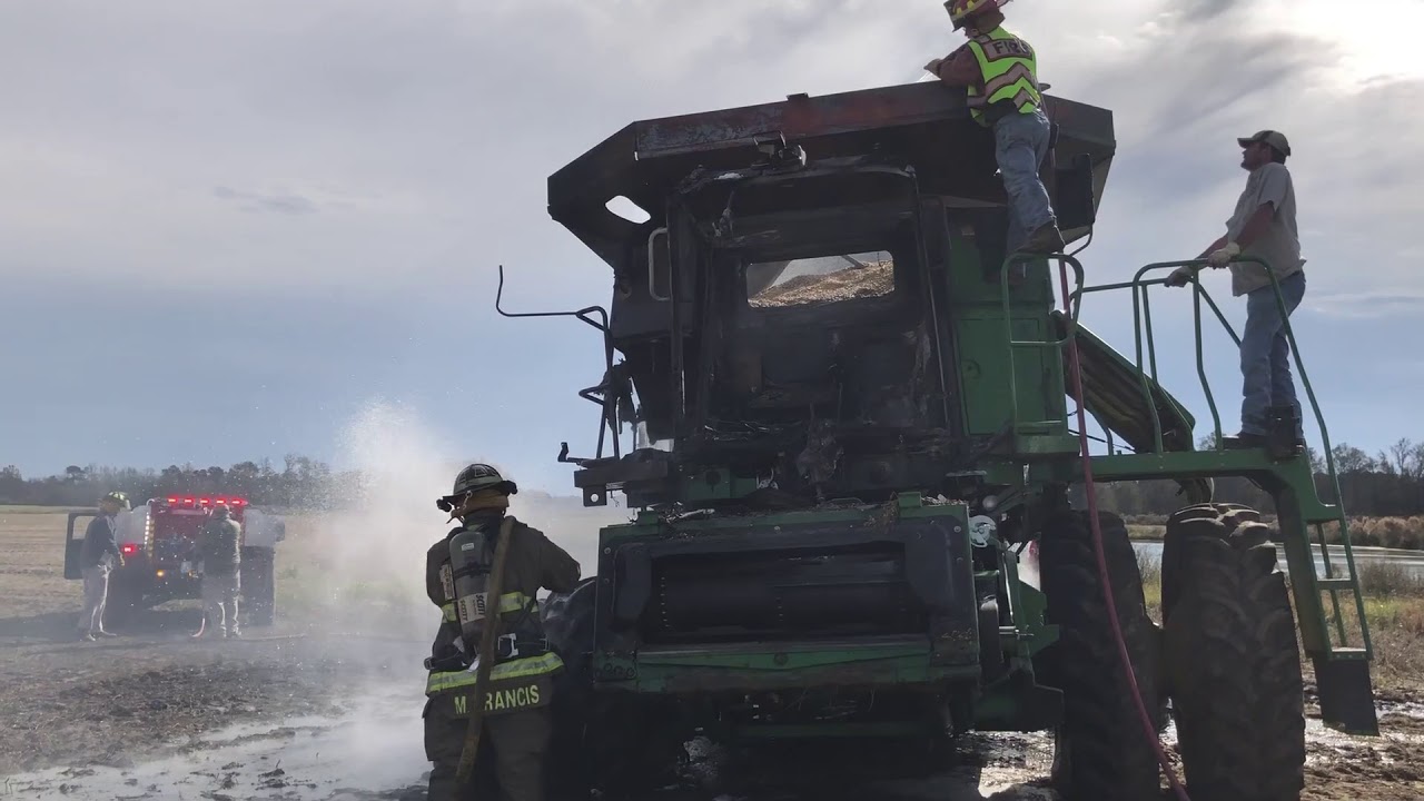 Combine Harvester Fire 11 26 18 - YouTube
