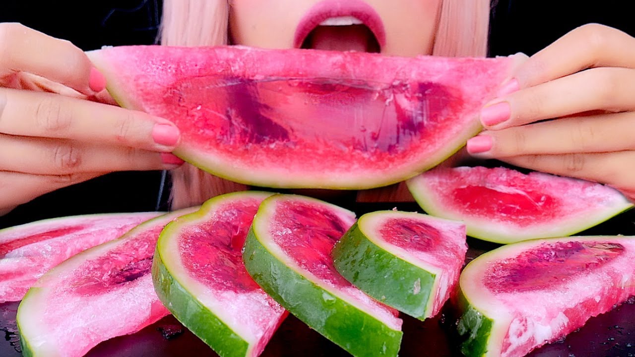 ASMR Ice Jelly Watermelon | Soft Crunchy | EXTREME EATING SOUNDS 먹방 ...