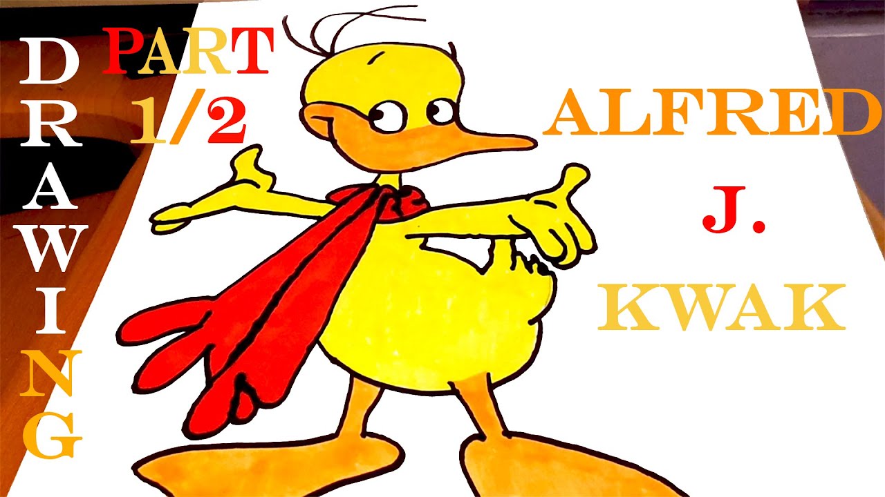 How to Draw Alfred Jonathan Kwak Cartoon Duck Step by Step Easy | PART ...