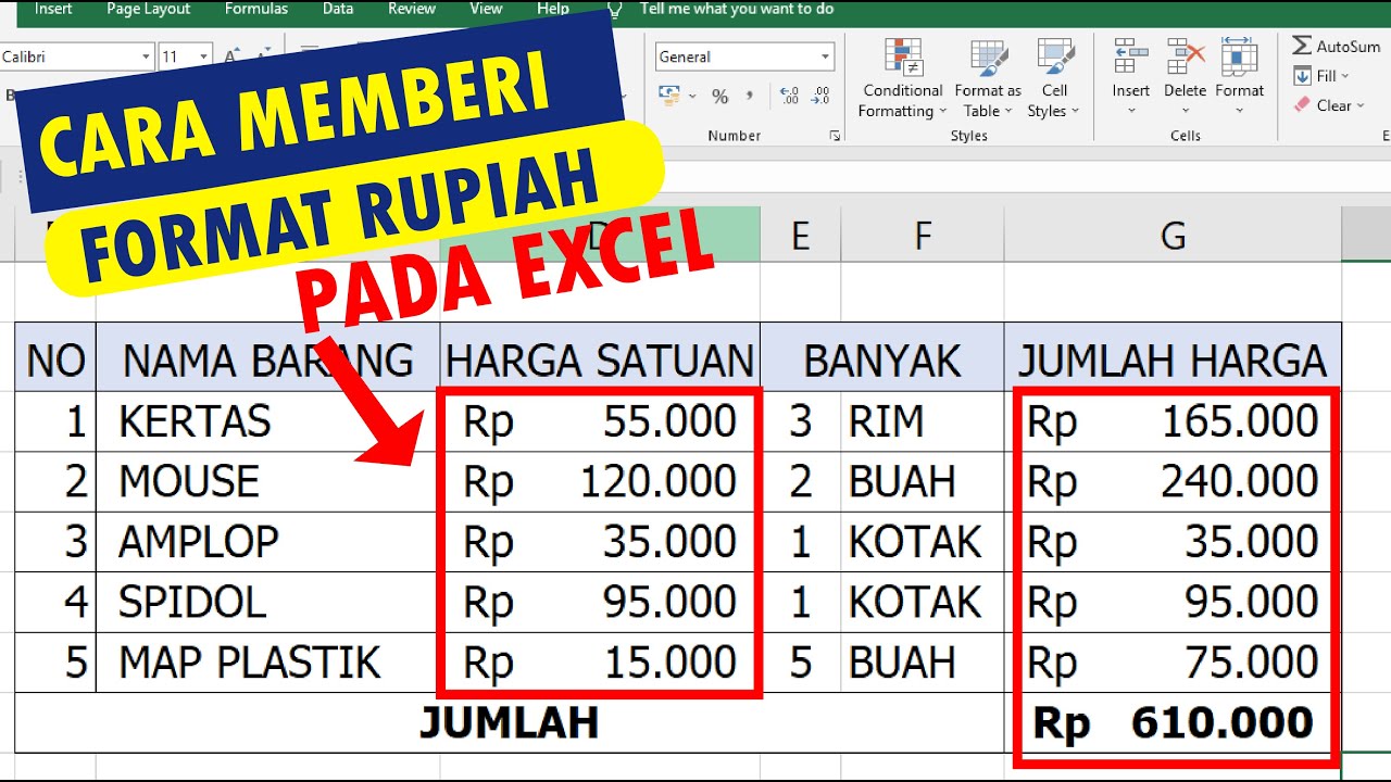Cara Memberi Rupiah Pada Excel - YouTube