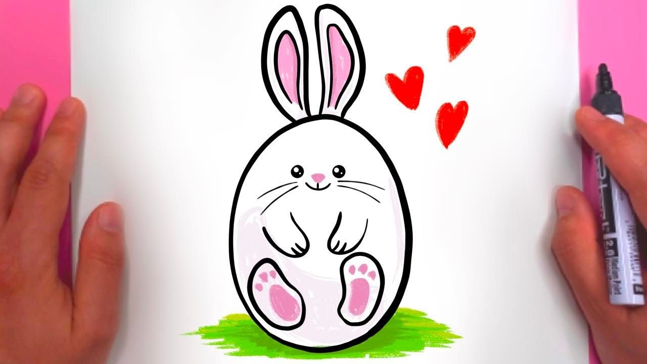 Iepuras de Paste in forma de Ou de Paste - Desenat si Colorat usor 🐰 HOW TO DRAW EASTER BUNNY ...