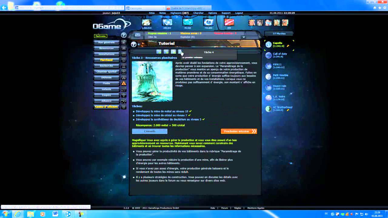Tuto Ogame commenté en français (1ere partie) - YouTube