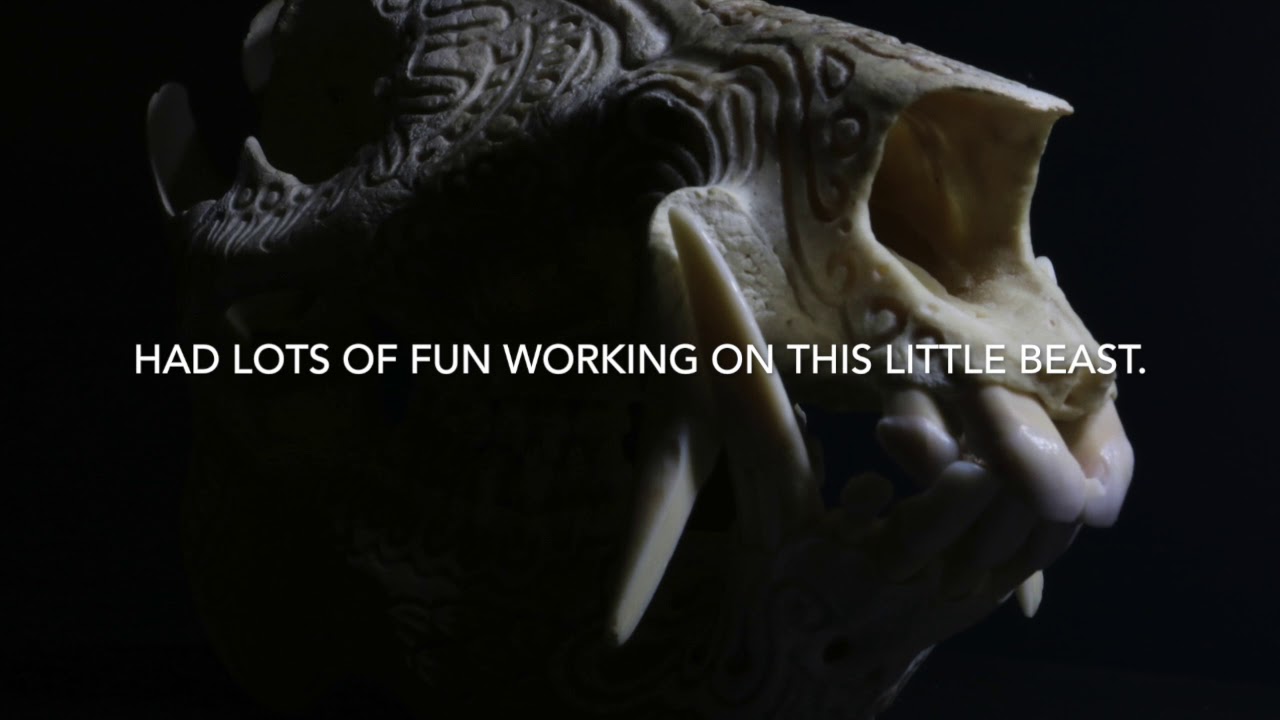 javelina skull carving. aztec designs - YouTube