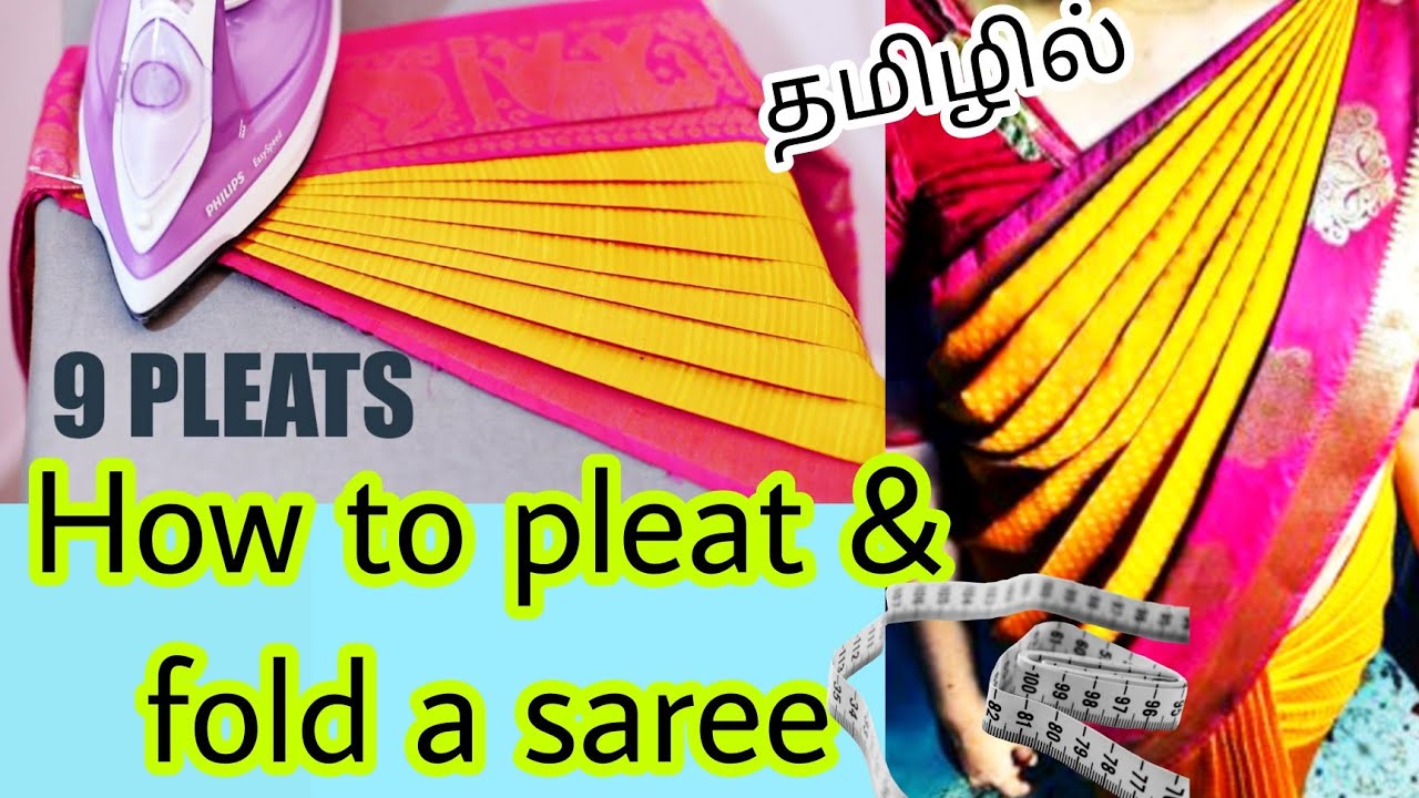 Saree pre-pleating & Box folding Tutorial with measurements| New tips ...