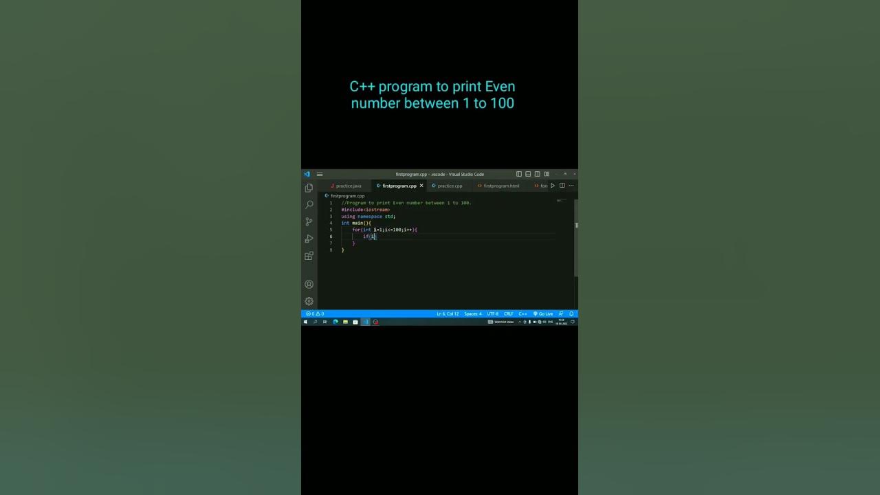 C Program To Print Even Number Between 1 To 100 Cppprogramming Programming Program Youtube