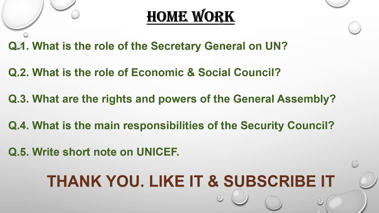 CLASS- V -Social Science -Chap -15 - The Working Of The UN- Questions ...
