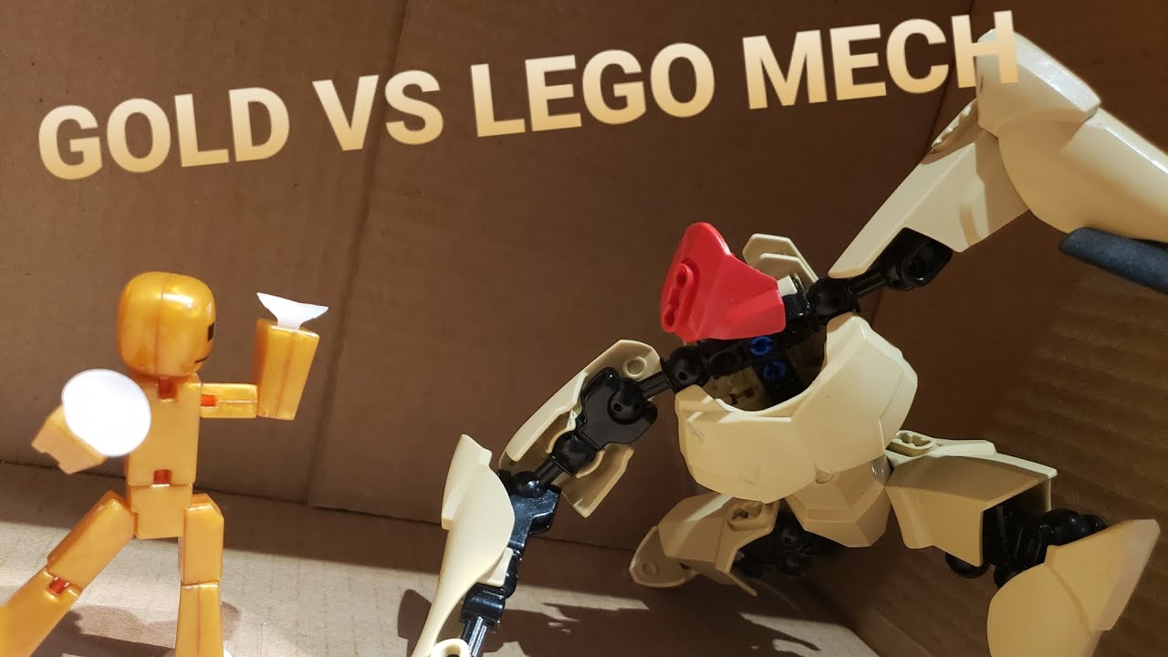 GOLD STIKBOT VS LEGO MECH [PART 1] #stikbot #stikbotcentral #lego # ...