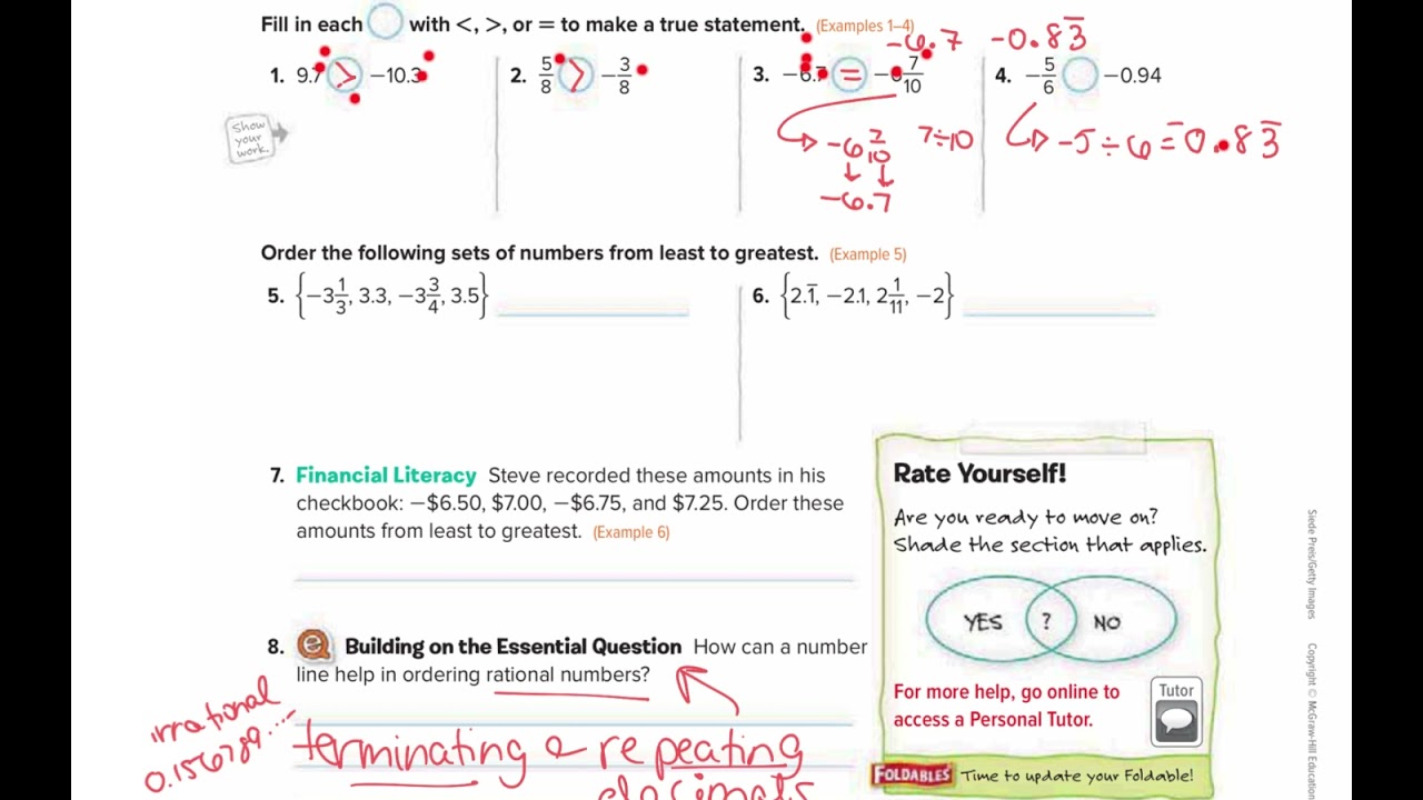 5.5 (Comparing and Ordering Rational Numbers) - YouTube