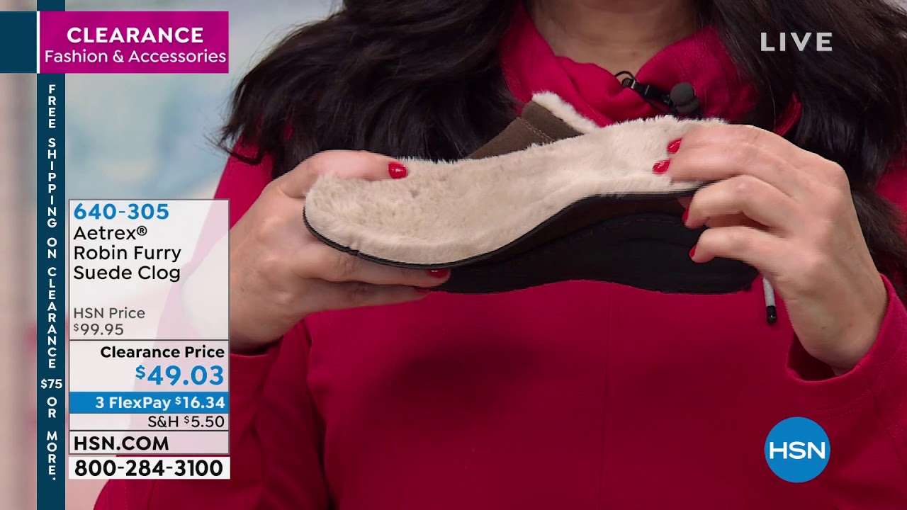 Aetrex Robin Furry Suede Clog - YouTube
