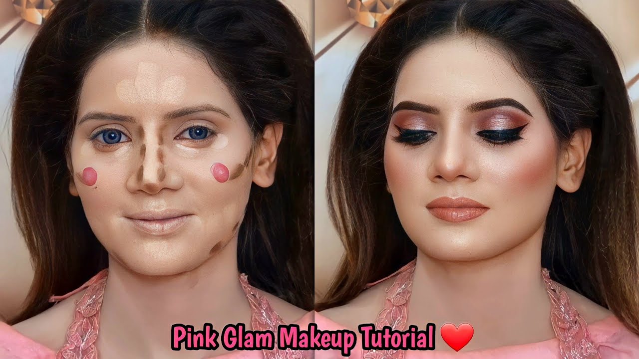 Pink Glam Makeup Tutorial with Underbase Contouring || Parlour Secret Glowy Makeup Tips & Tricks ...