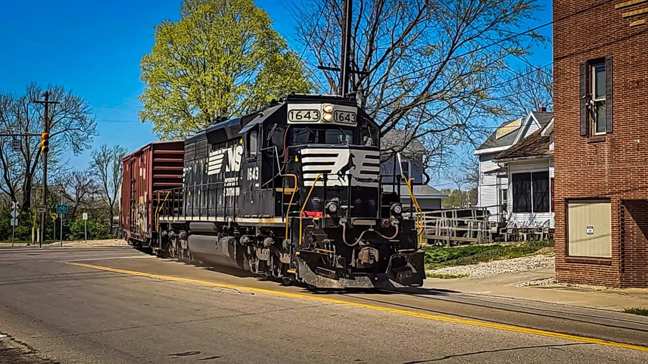 Norfolk Southern Street Running Train in Action and Riding the Rails ...