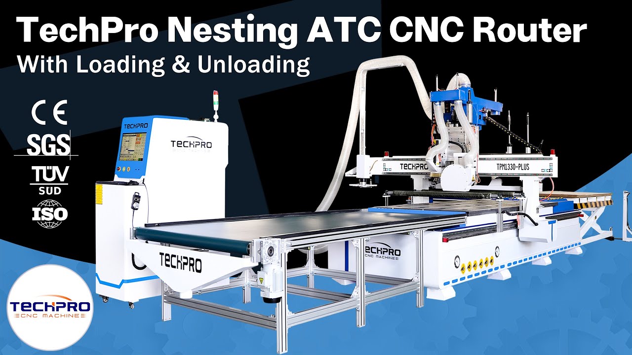 Techpro Loadingandunloading Nesting Atc Cnc Router Tpm1330 Plus Youtube