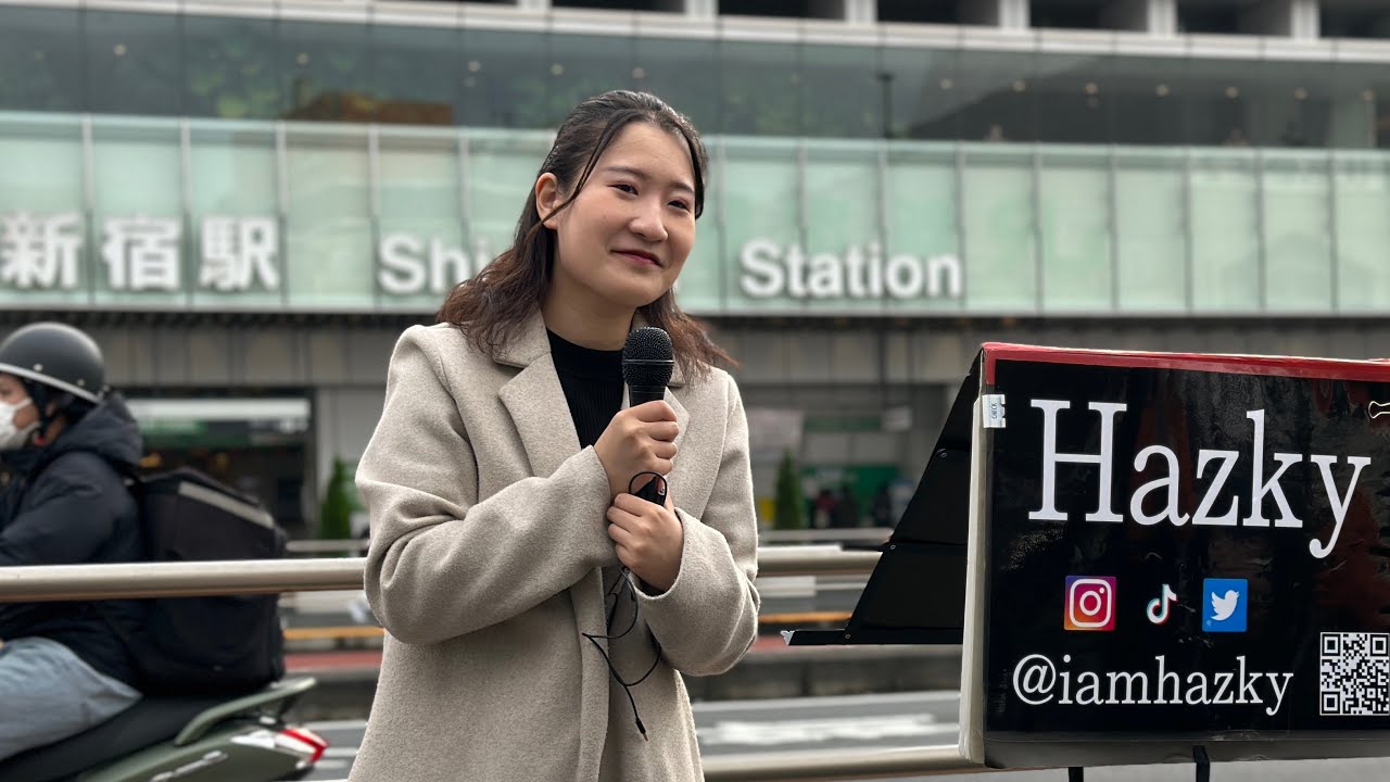 福岡から遠征路上ライブ「Snow Drop/Hazky」オリジナル曲 - YouTube