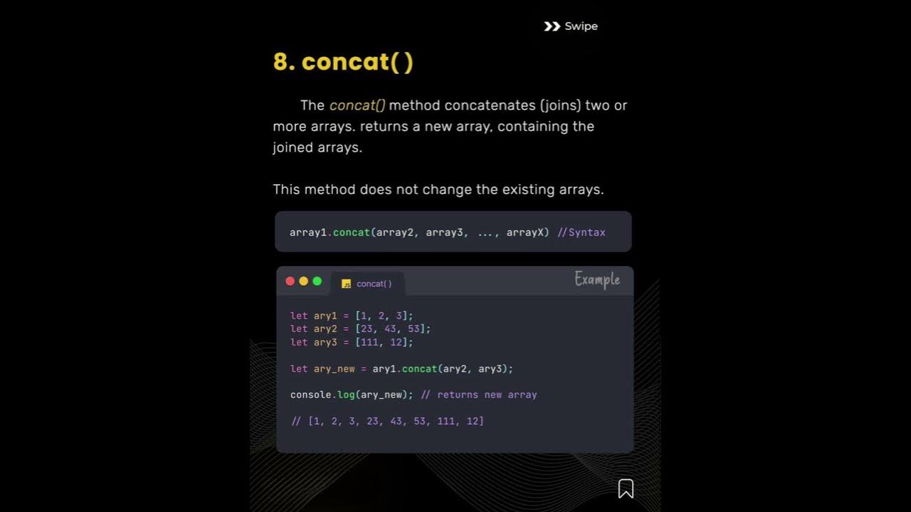 Javascript Concat Method Coding Javascript Frontendcourse Youtube
