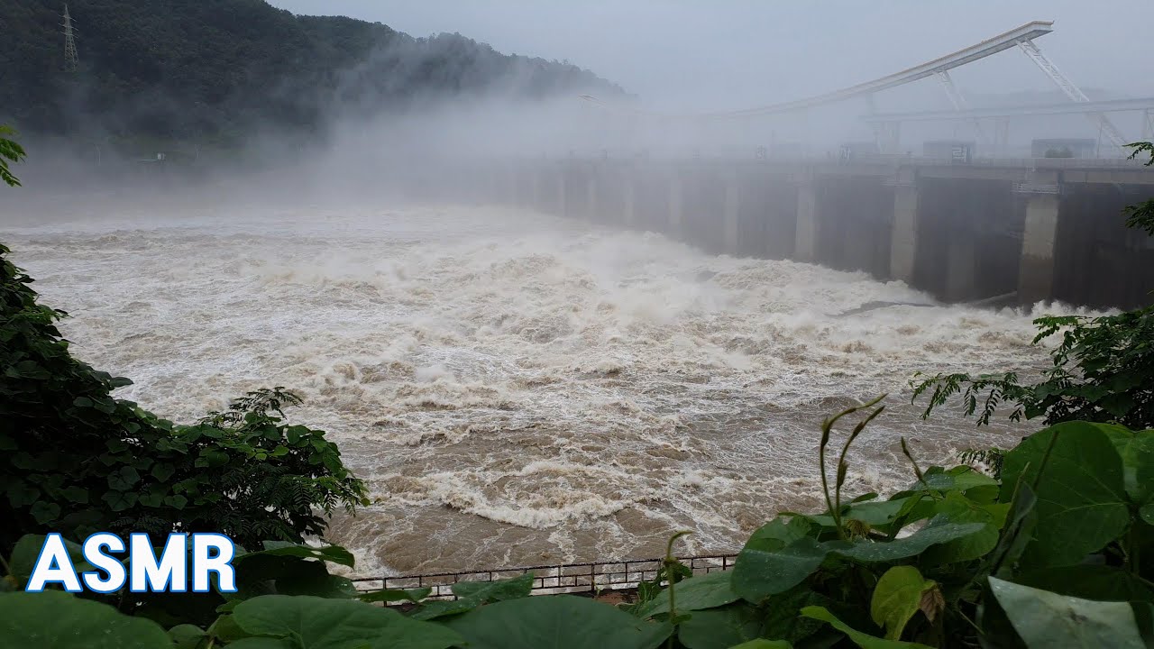 경기도 팔당댐 방류, 물 흐르는 소리, Open Paldang dam water gate, 장마, The rainy season ...