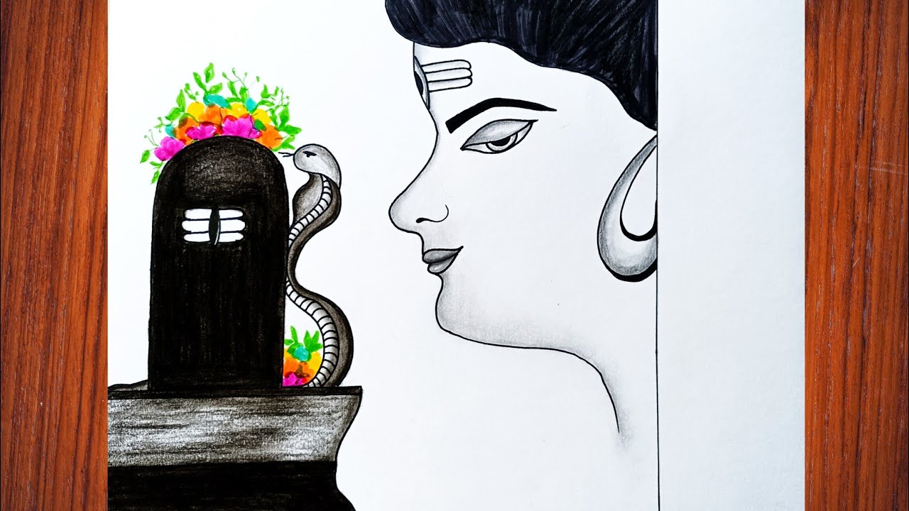 How to make maha Shivaratri easy drawing/ bhole baba drawing/ shivling ...