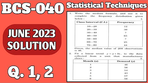 BCS 40 June 23 Solved Question Paper | Statistical Techniques - YouTube