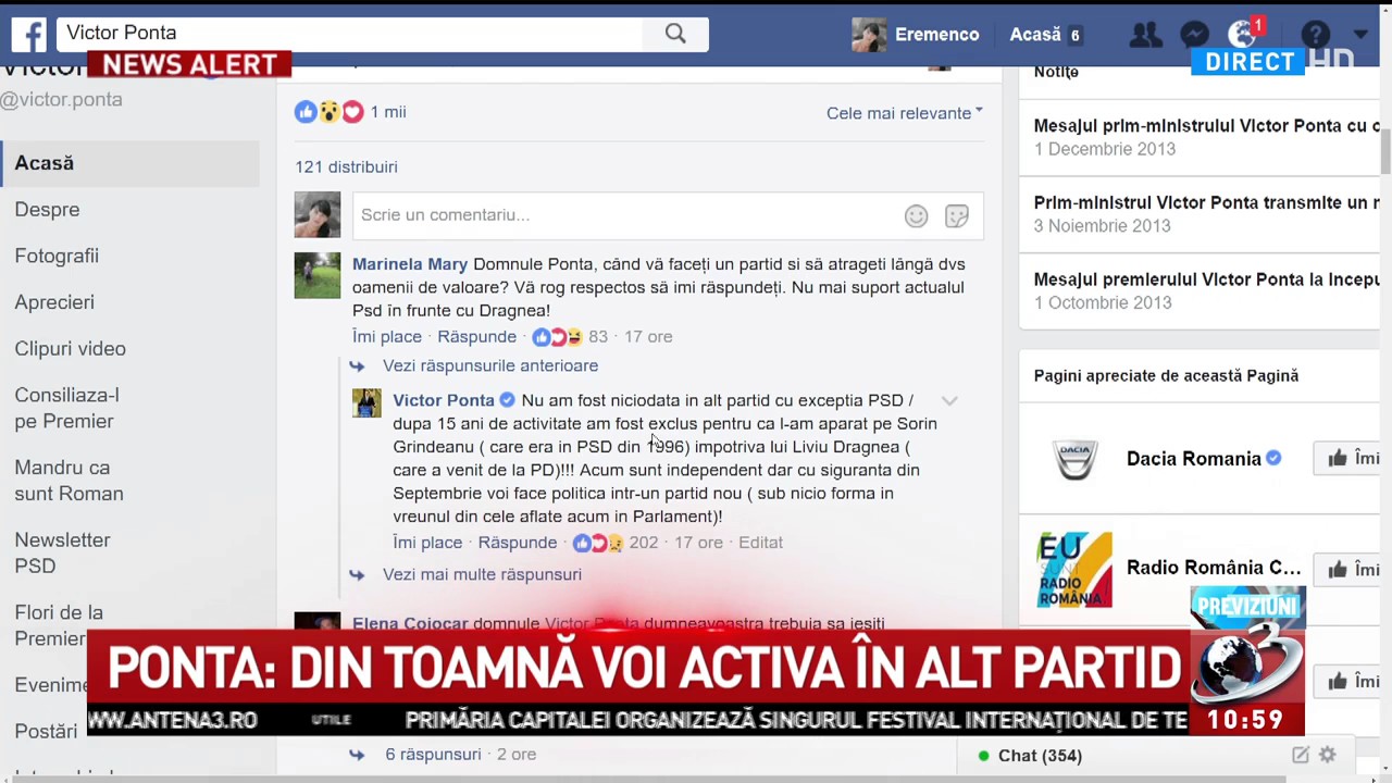 Ponta: Din toamnă voi activa în alt partid - YouTube