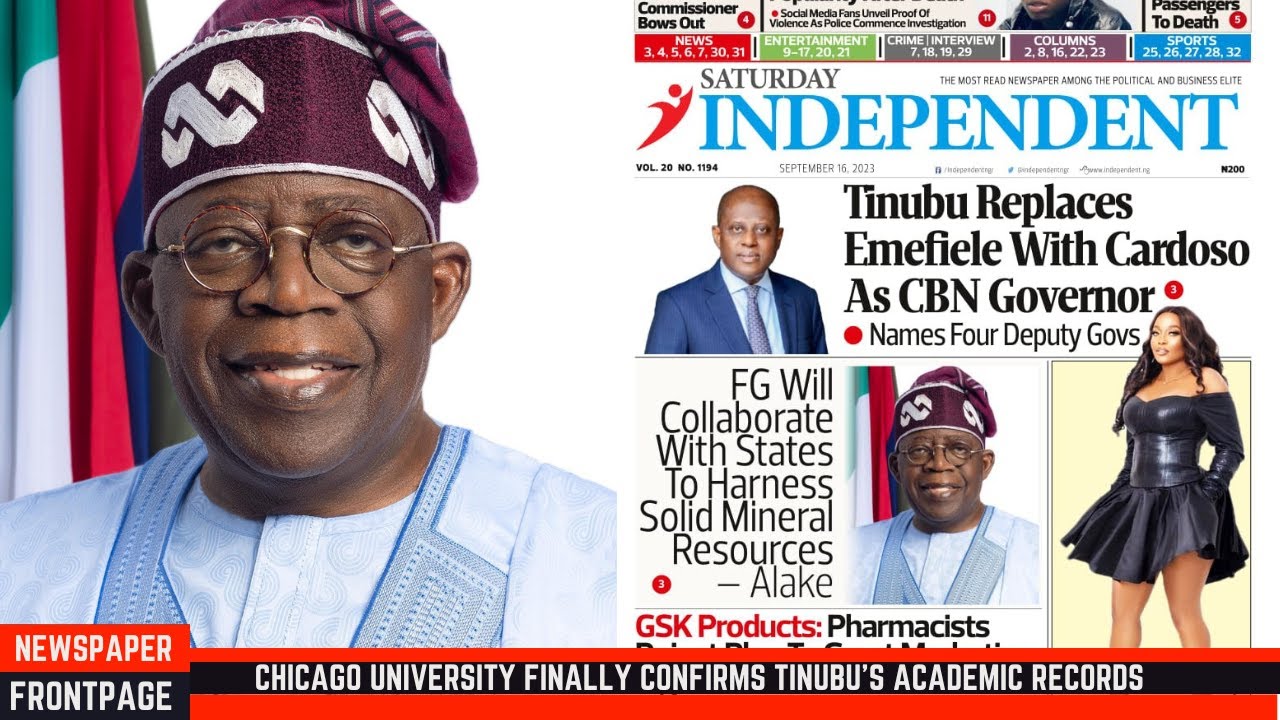 CHICAGO UNIVERSITY FINALLY CONFIRMS TINUBU'S ACADEMIC RECORDS - YouTube