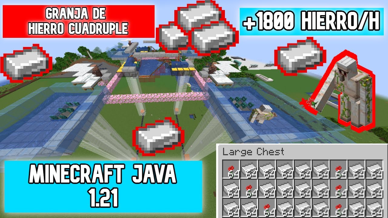🪨🪨Como Hacer La Mejor Granja Cuadruple De Hierro Minecraft Java 1.21🪨🪨 ...