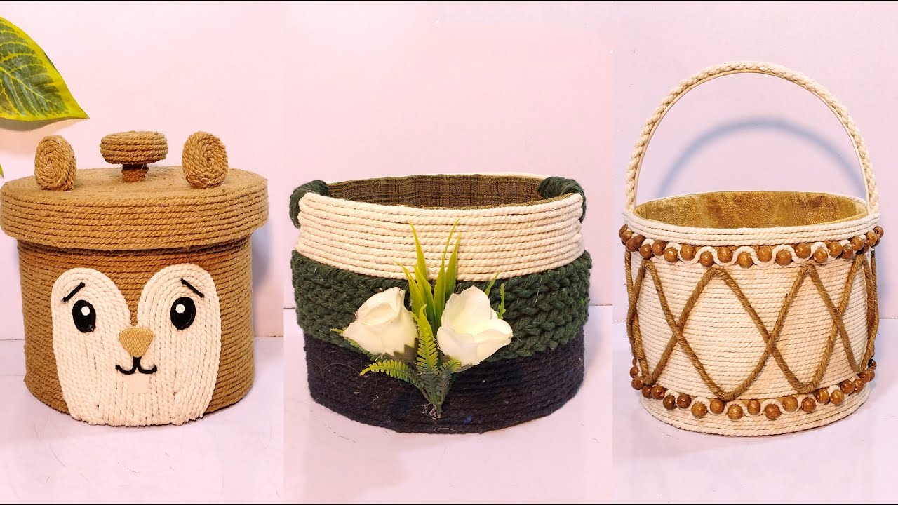 3 Different ideas of Rope Storage Basket |Diy Rope Basket |Diy Storage ...