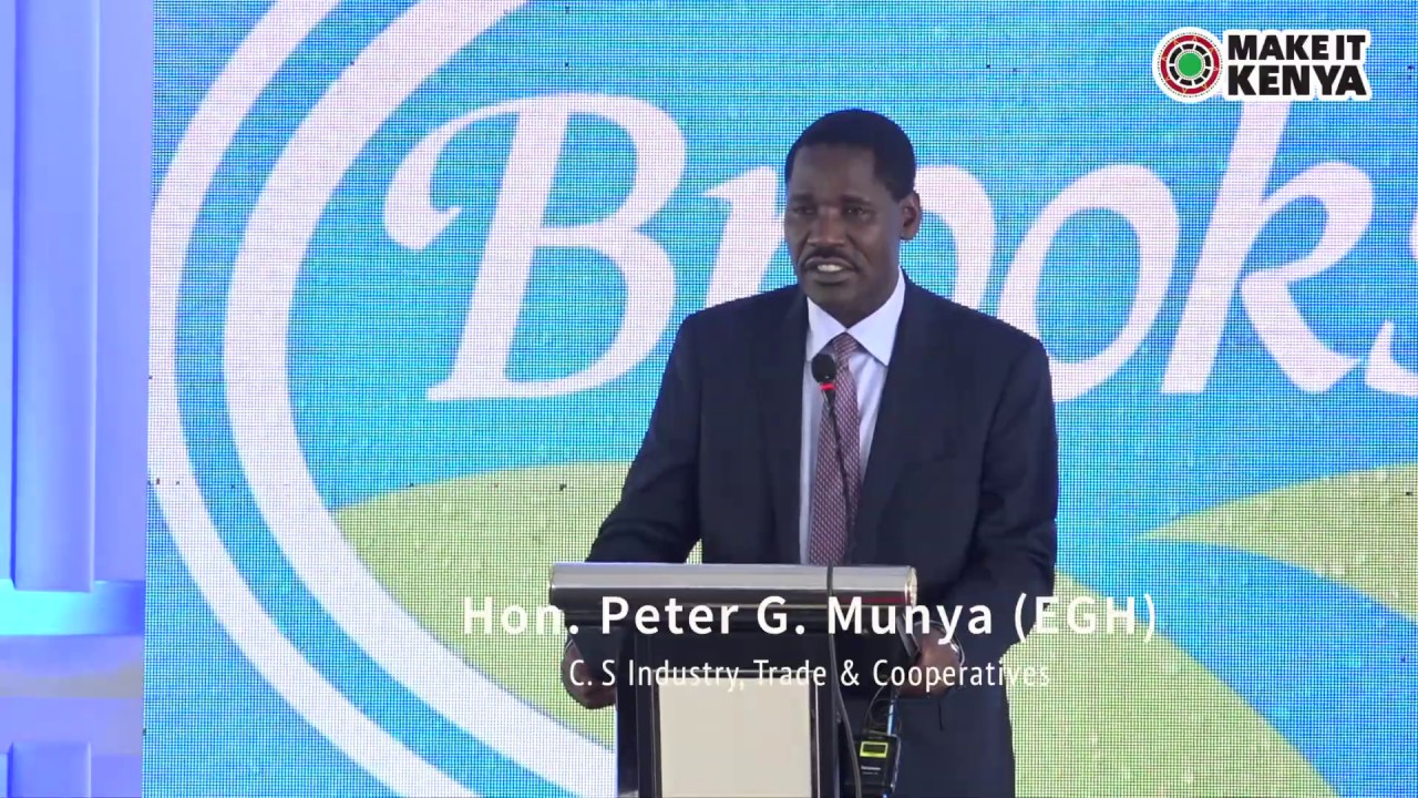 C.S Peter Munya at the brookside factory - YouTube