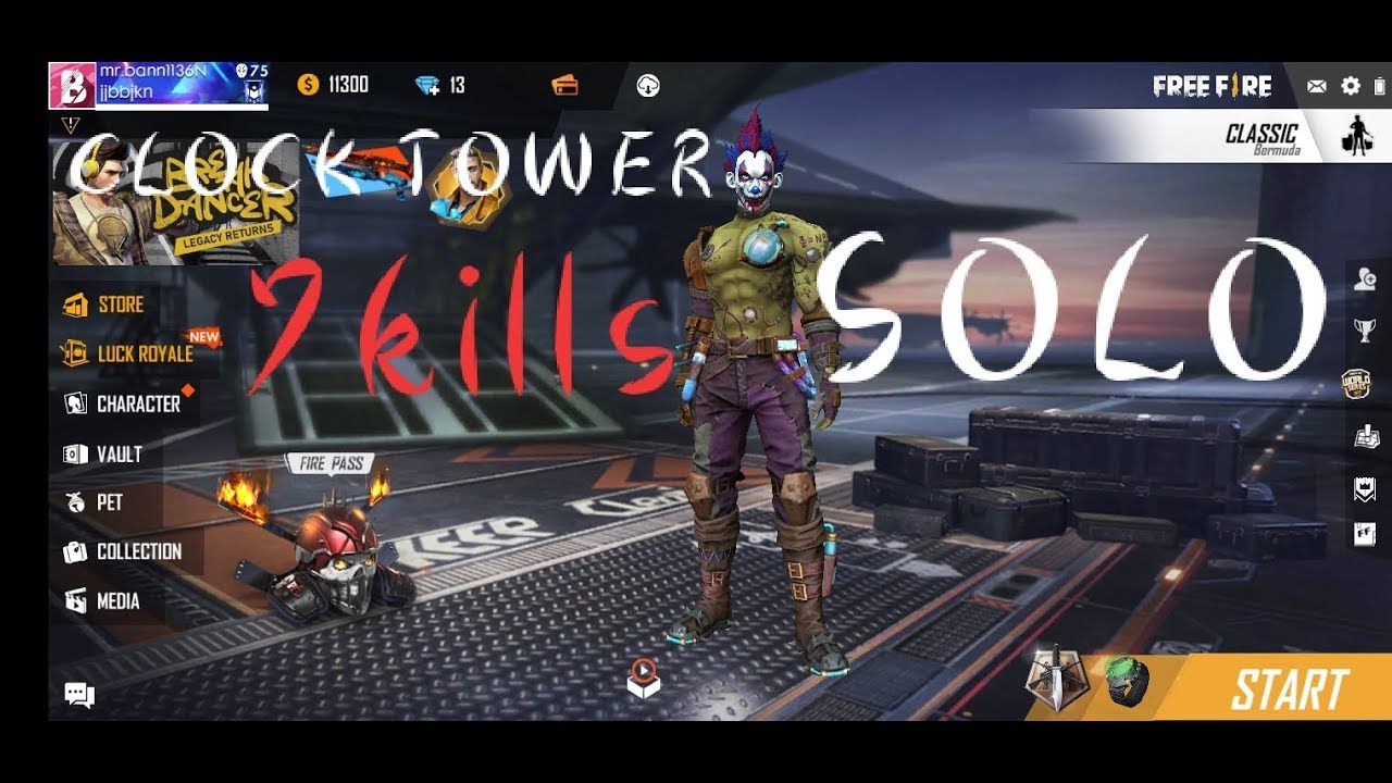 Clock tower 7kills solo match Bermuda map - YouTube