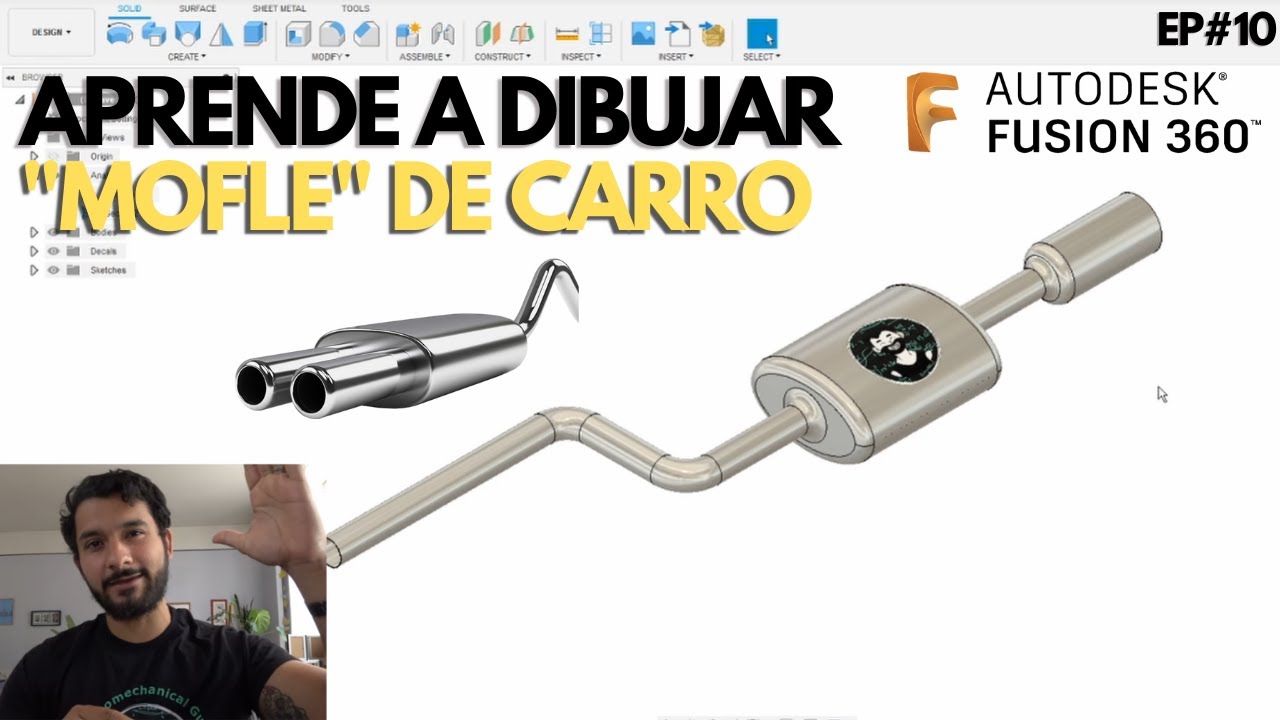 Dibujando un "mofle" con la función Sweep 🚗 | Tutorial Fusion 360 Ep#10 ...